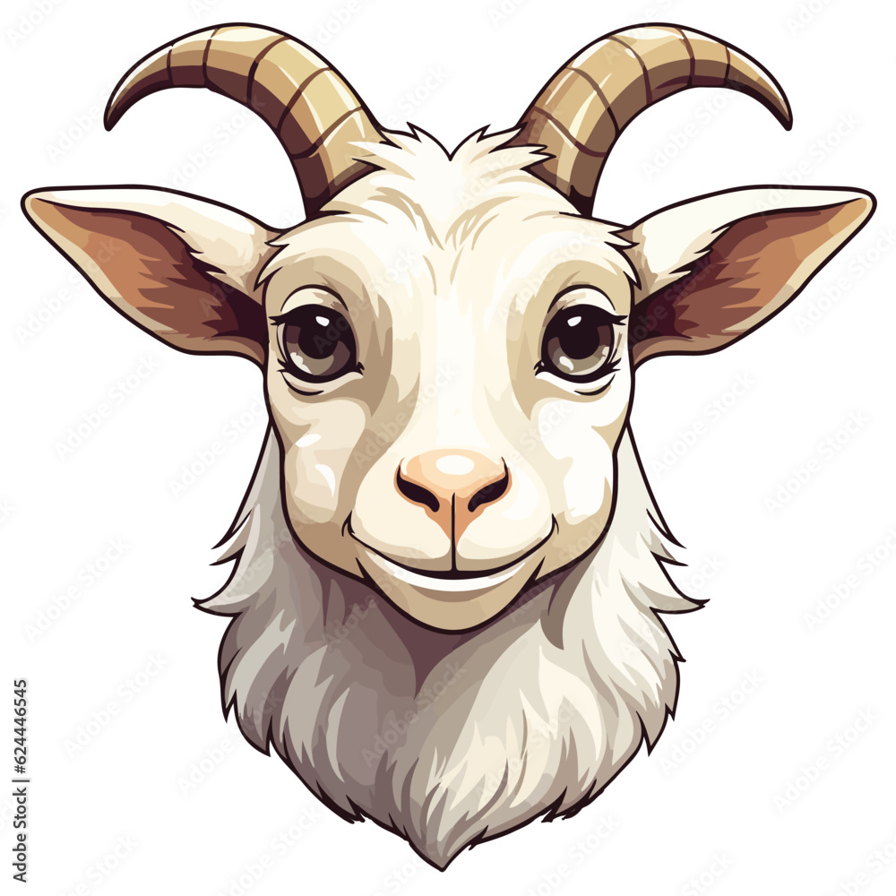 beautiful cute goat vector illustration,white color goat sticker,farm ...