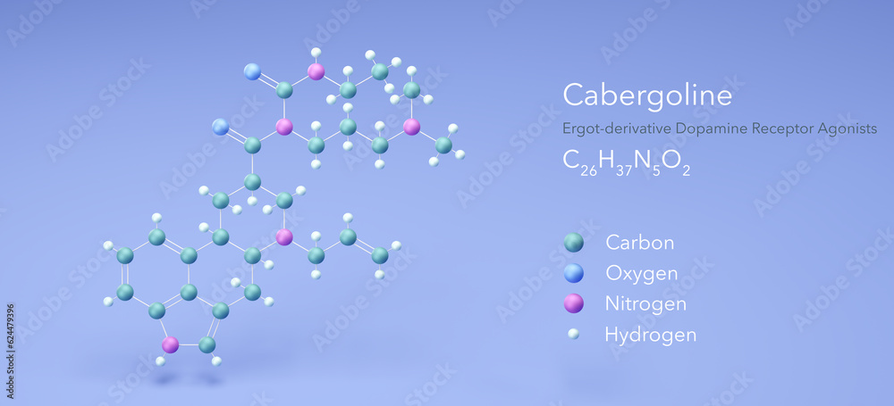 cabergoline molecule, molecular structures, dopamine receptor agonists ...