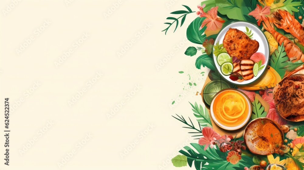 Brazilian food. Web banner with copy space. Generative AI Stock ...