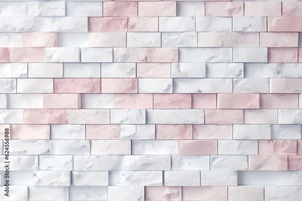 Pastel pink and white brick wall texture background. Brickwork pattern ...