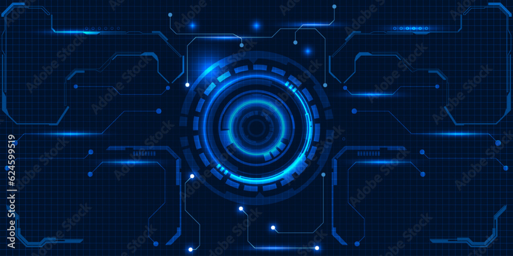 Vector illustration of futuristic blue digital high technology with ...