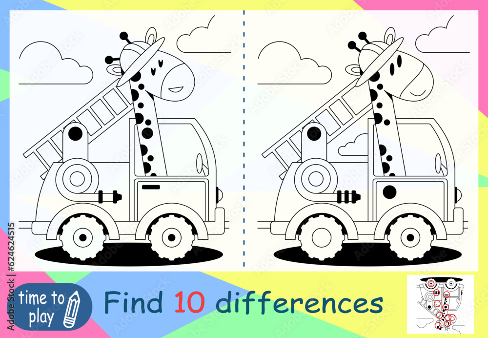 Vector de Stock children's educational game. find the difference. fire ...