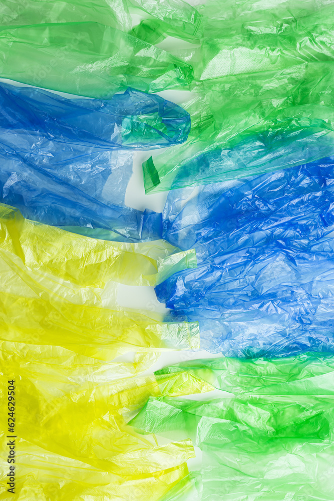 Plastic bags as texture background, conscious lifestyle concept, photo ...