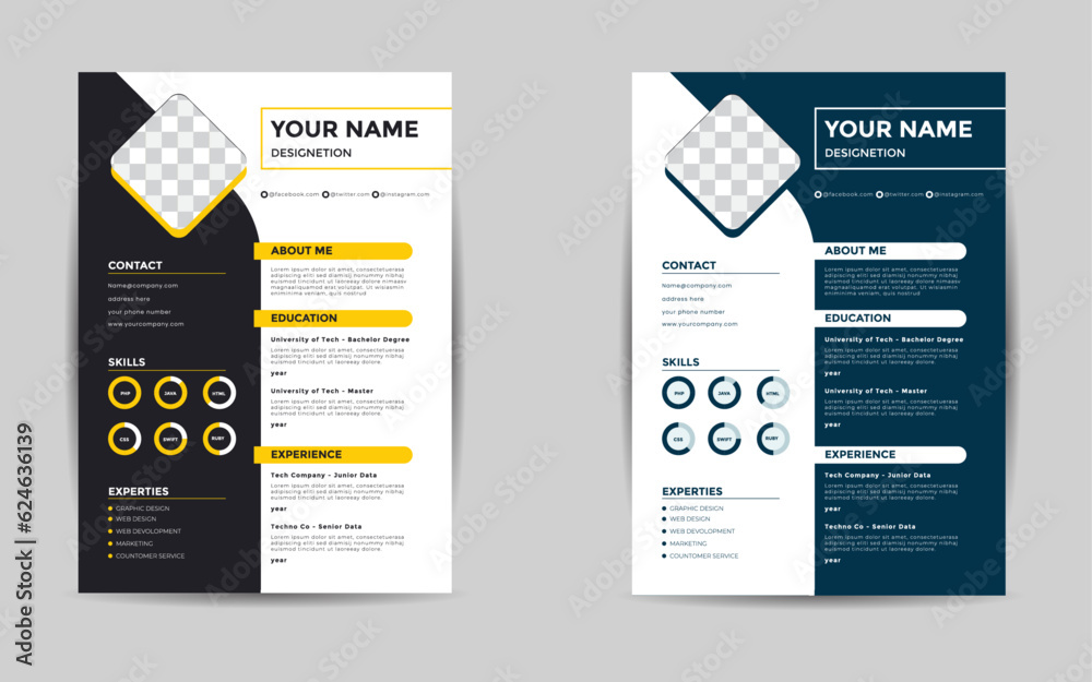best clean modern simple resume template design,free vector minimalist ...