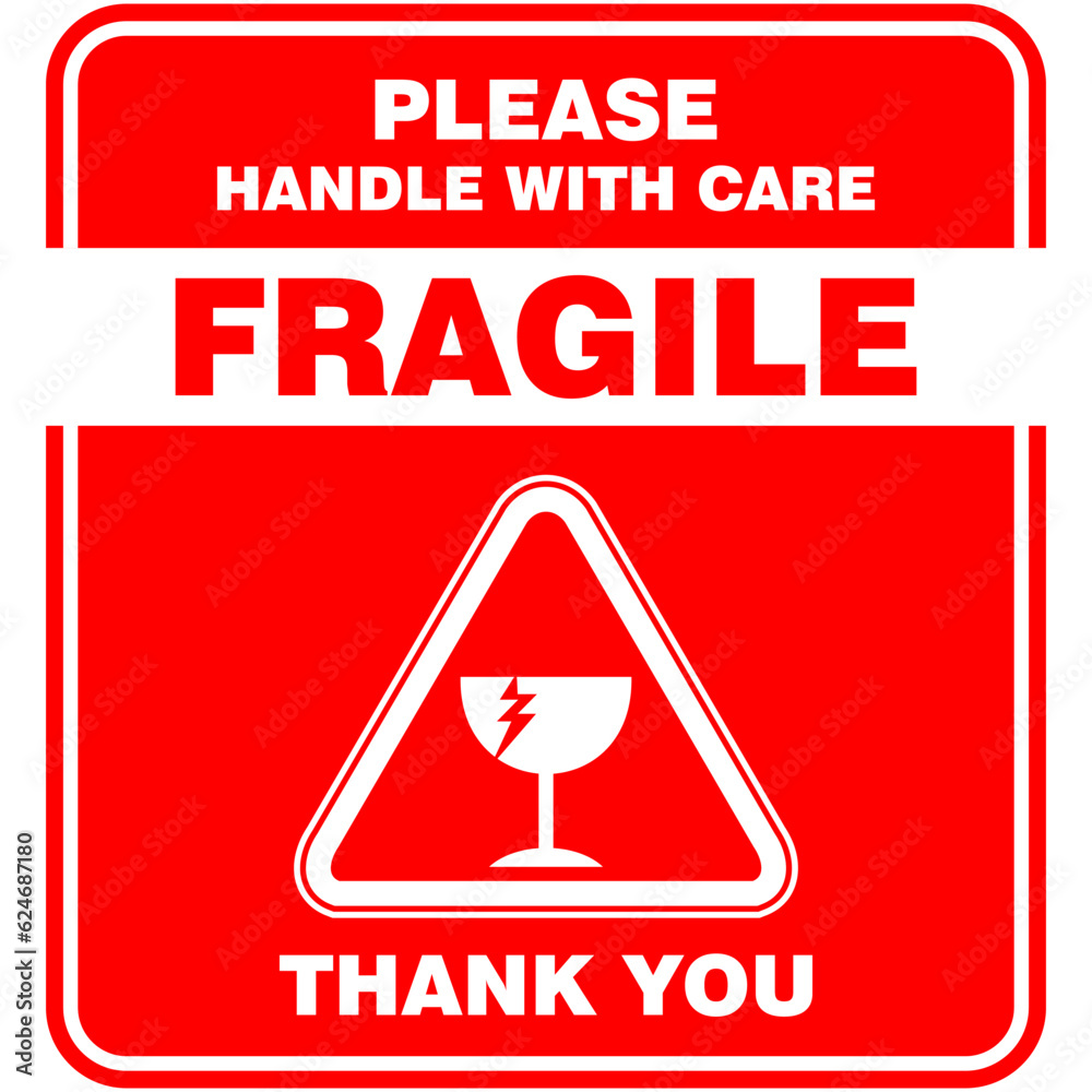 Fragile, Please handle with care, sticker vector Stock Vector | Adobe Stock
