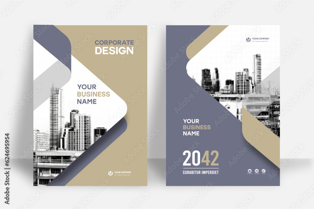 City Background Business Book Cover Design Template - Landscape Layout ...