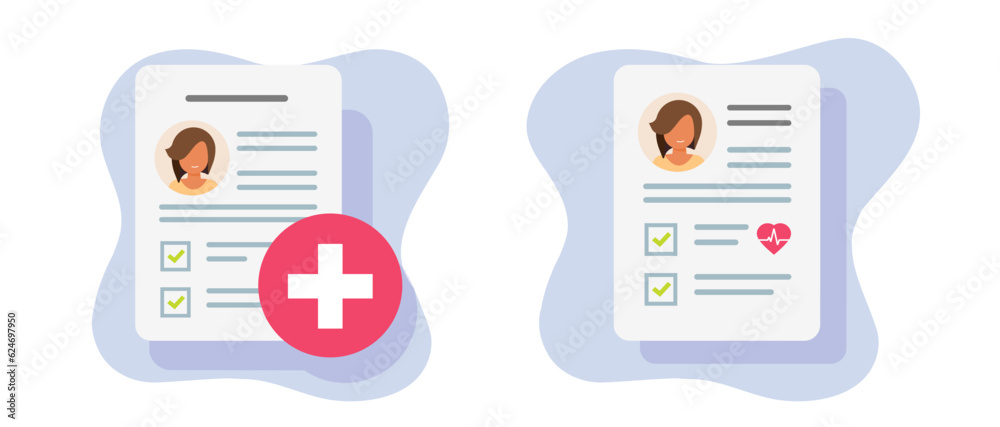 Medical file card with patient information vector icon illustration ...