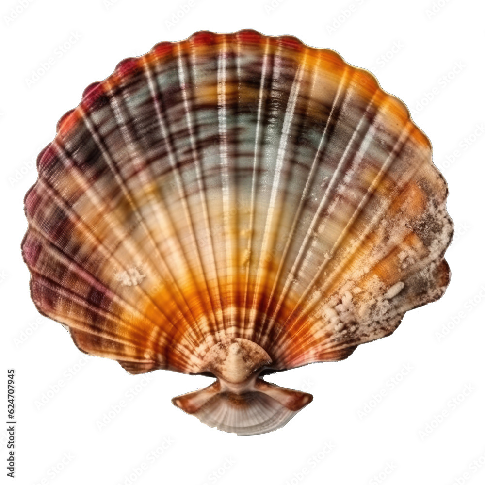 Scallop shell (ocean marine animal) isolated on transparent background ...