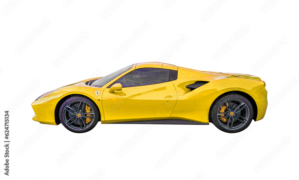 red sports car FERRARI isolated on white, side view of red ferrari PNG ...