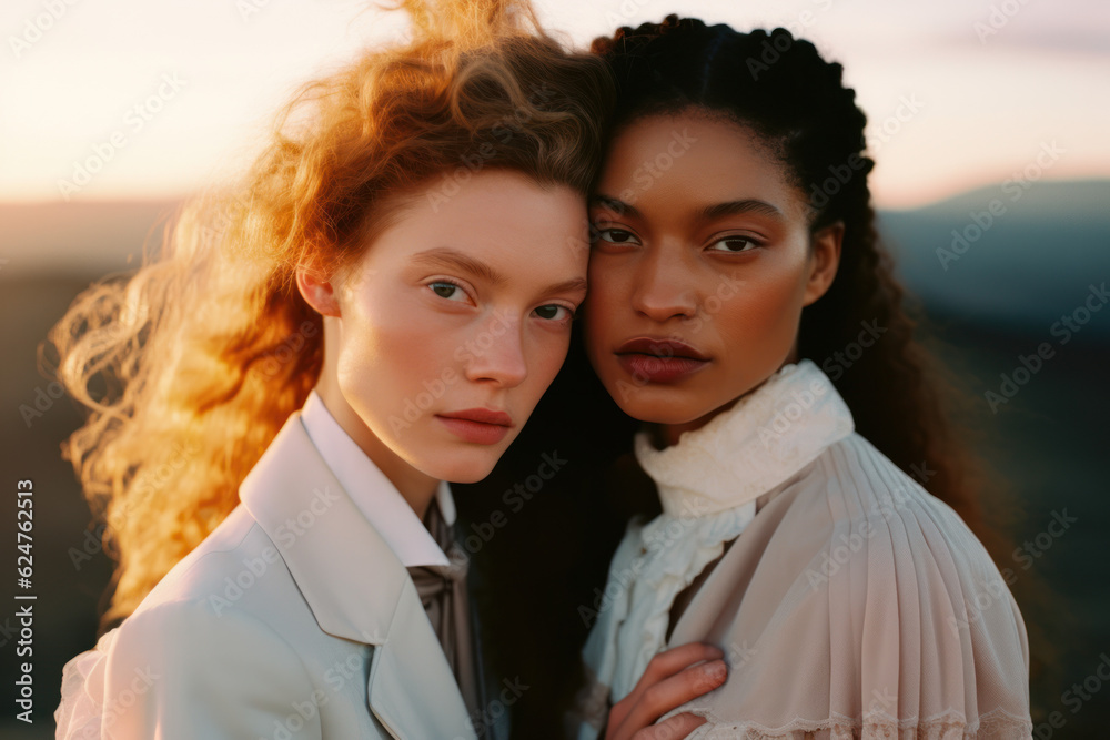 female friends/models/lgbtq + couple in magazine editorial fashion ...