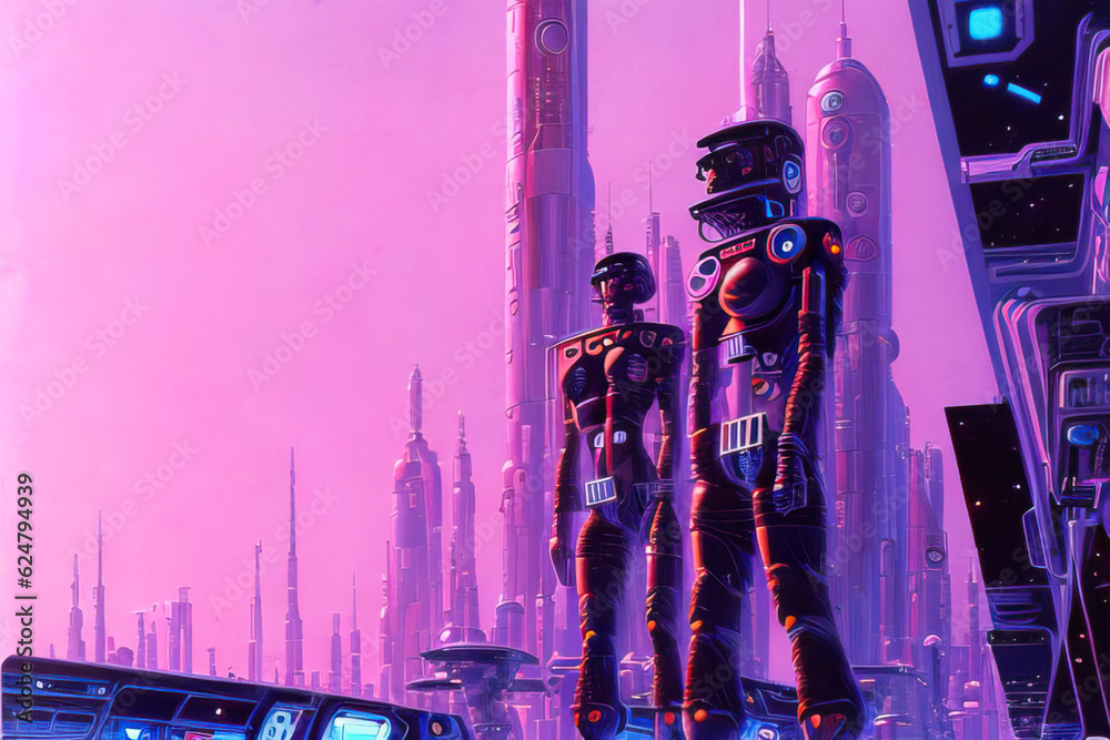 Cyberpunk urban scene. City of a future. Futuristic Generative AI ...