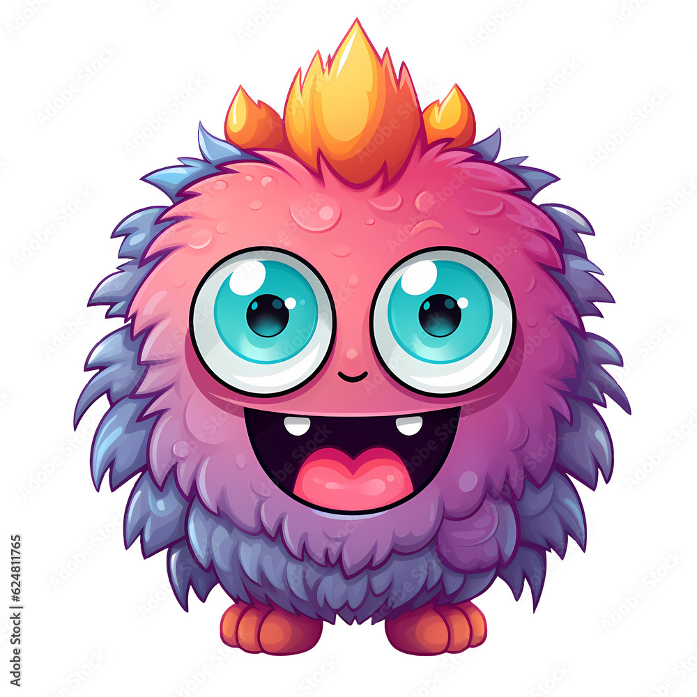 Cute Monster Clipart 2D Illustration Stock Illustration | Adobe Stock