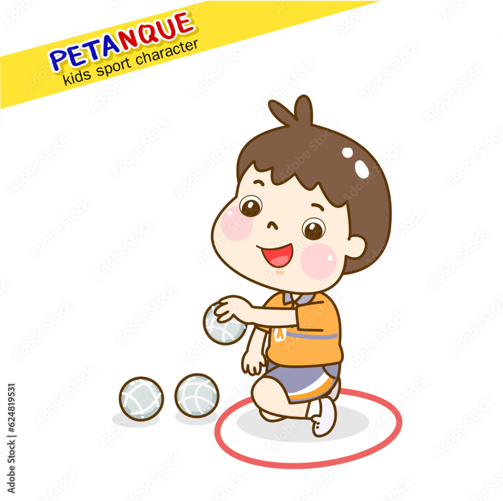 Cartoon kids playing Petanque character. Stock Vector | Adobe Stock