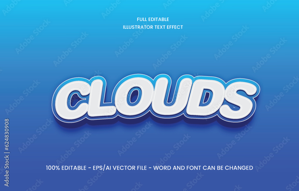 ditable 3D text effect in bold blue clouds vector art. Eye-catching and ...