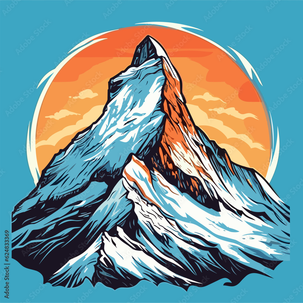 Matterhorn hand-drawn comic illustration. Matterhorn. Vector doodle ...