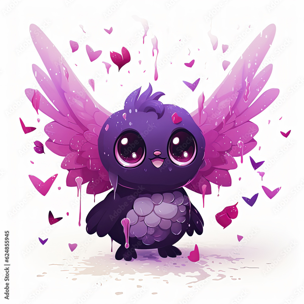 cute cartoon monster with confetti sprinkles, Mothman, a low poly ...