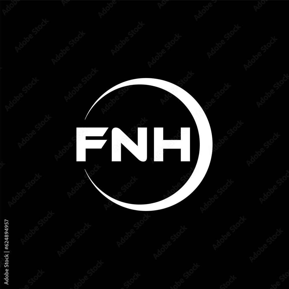 FNH letter logo design with black background in illustrator, cube logo ...