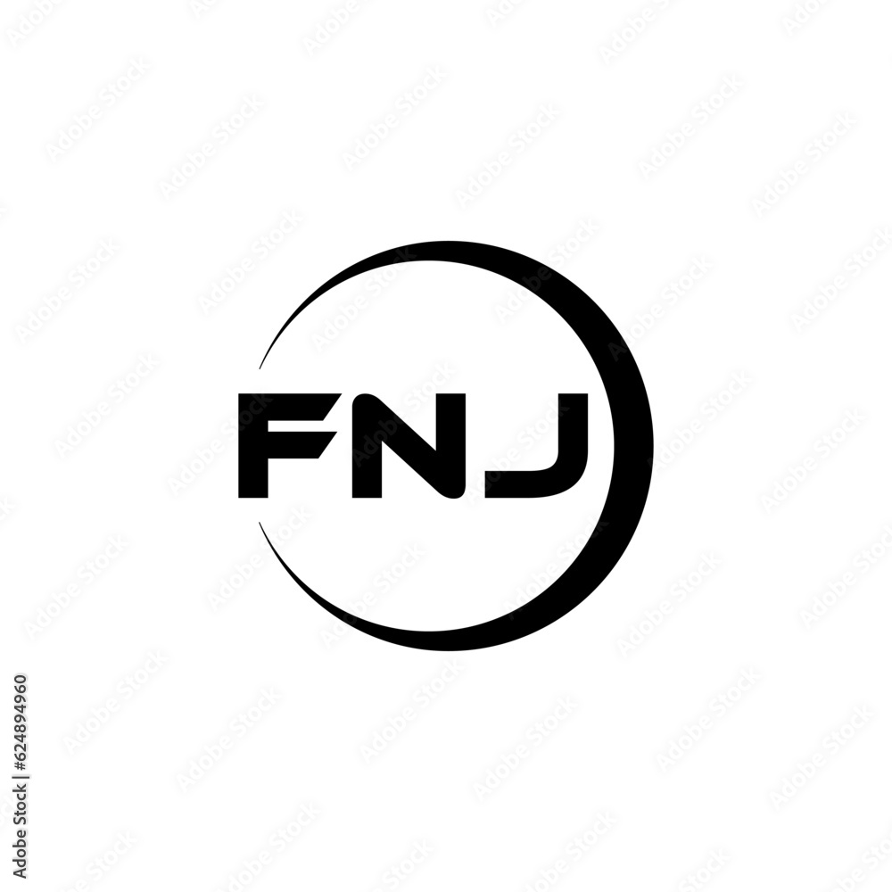 FNJ letter logo design with white background in illustrator, cube logo ...