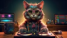 Psychedelic Disc Jockey Cat Free Stock Photo - Public Domain Pictures