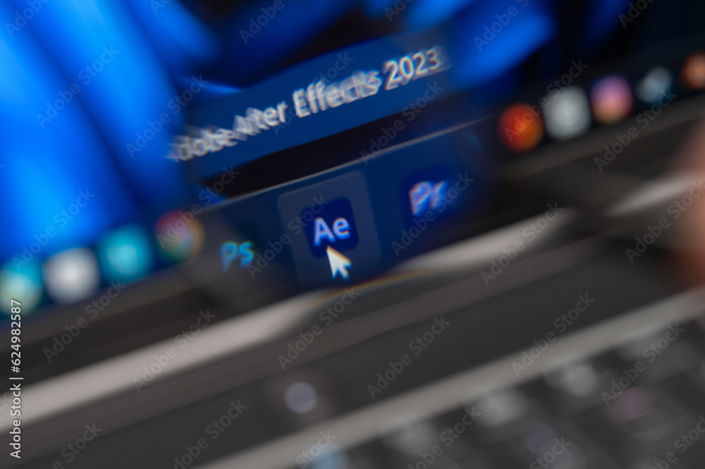 Adobe after Effects app on windows 11 desktop Stock Photo | Adobe Stock