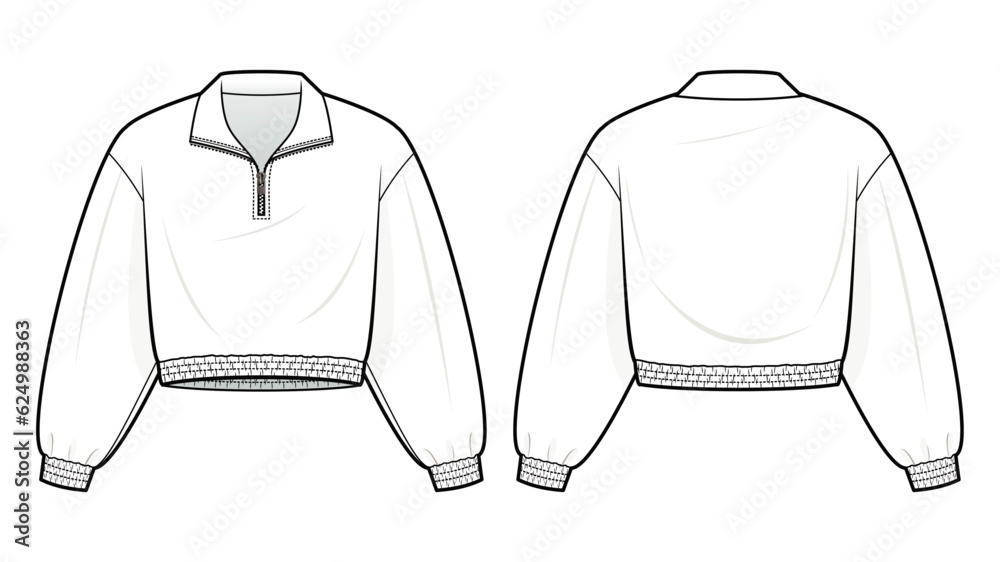 men's Quarter-Zip Pullover Jacket technical fashion illustration ...