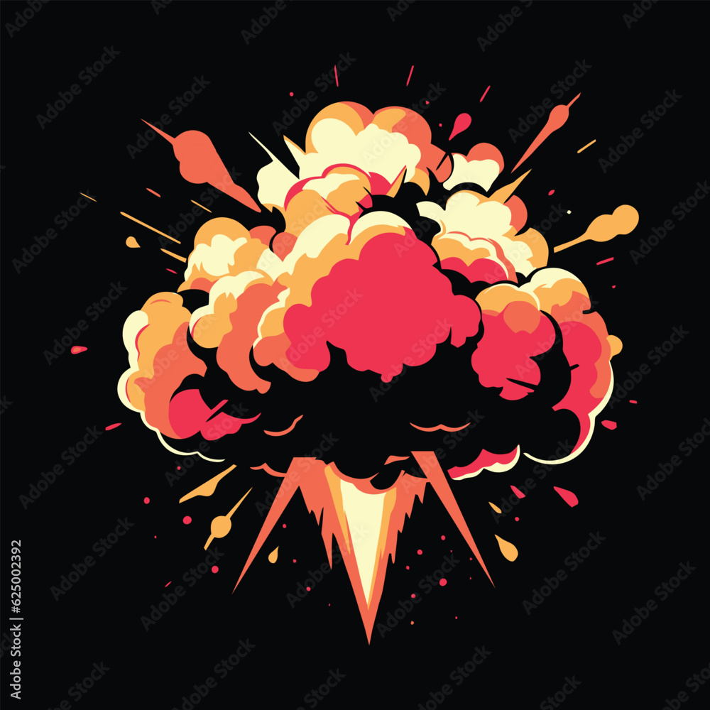 Cartoon dynamite or bomb explosion. Boom clouds and smoke elements ...