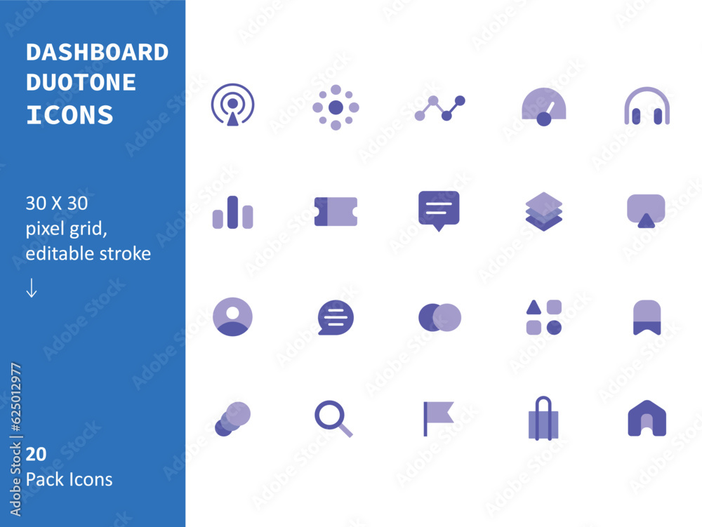 Dashboard Duotone Icon Set, Minimal Vector Illustration, Simple Outline ...