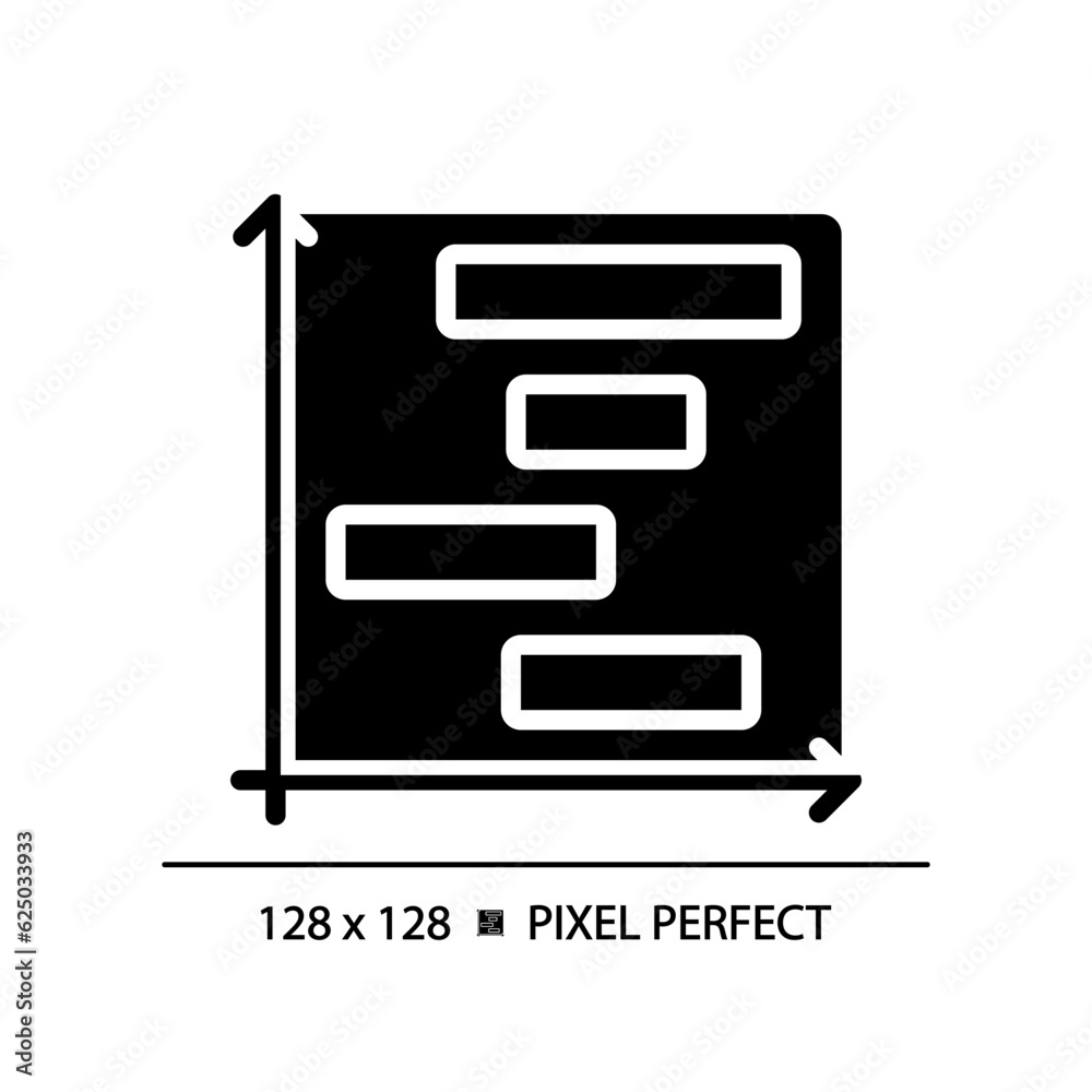 Gantt chart black glyph icon. Project timeline. Task management ...