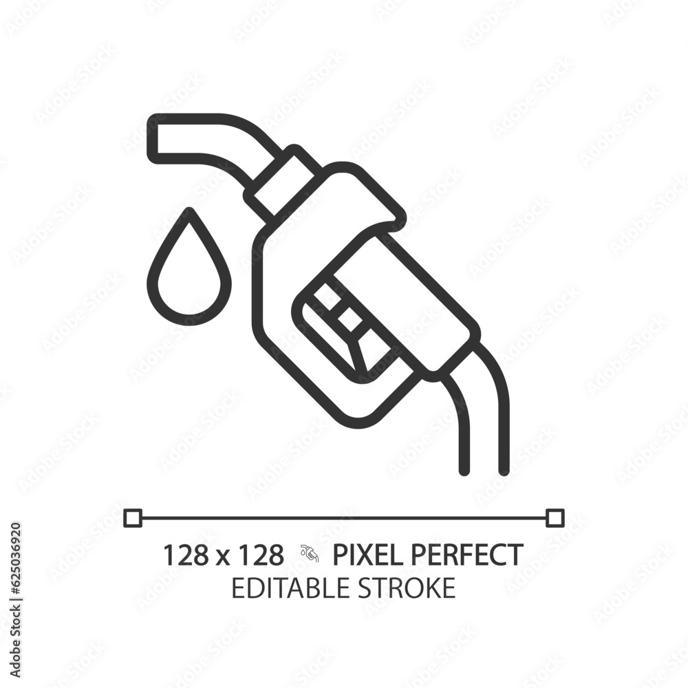 Fuel nozzle linear icon. Gas station. Gasoline pump. Fuel dispenser ...