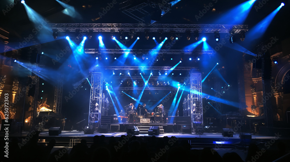 A Live stage production in an live venue. Stage rigging equipment ...