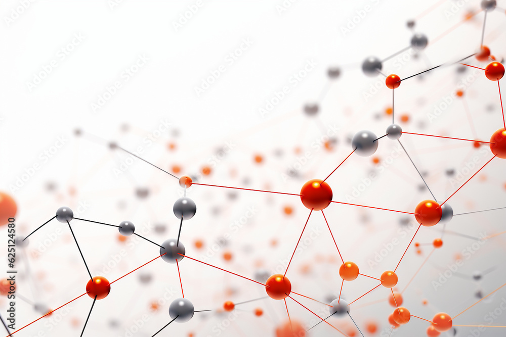 An illustration of a network of molecules on a white background ...