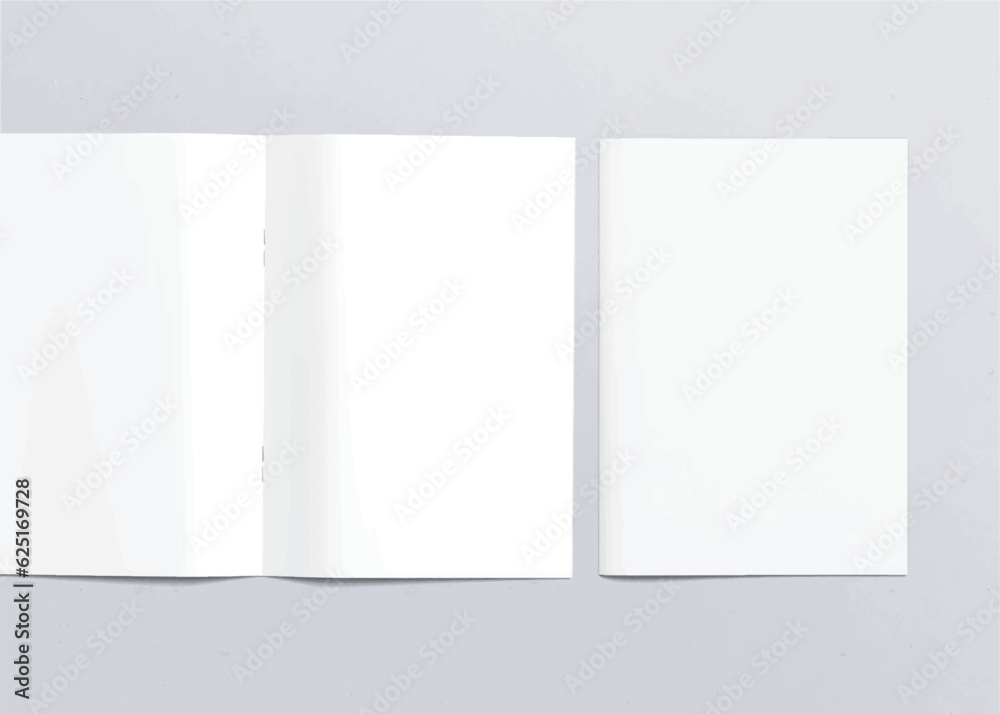 Realistic empty blank A4/A5 flyer, booklet, half-fold, brochure ...