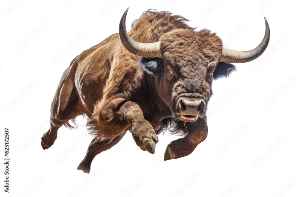 angry bull running isolated on transparent background Stock ...