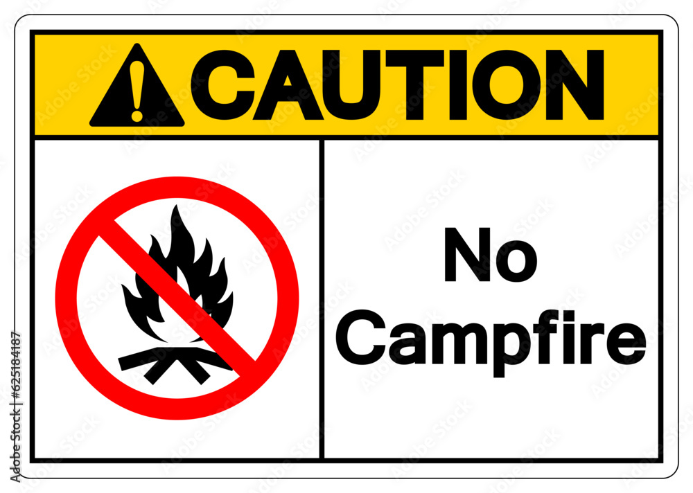 Caution No Campfire Symbol Sign ,Vector Illustration, Isolate On White ...