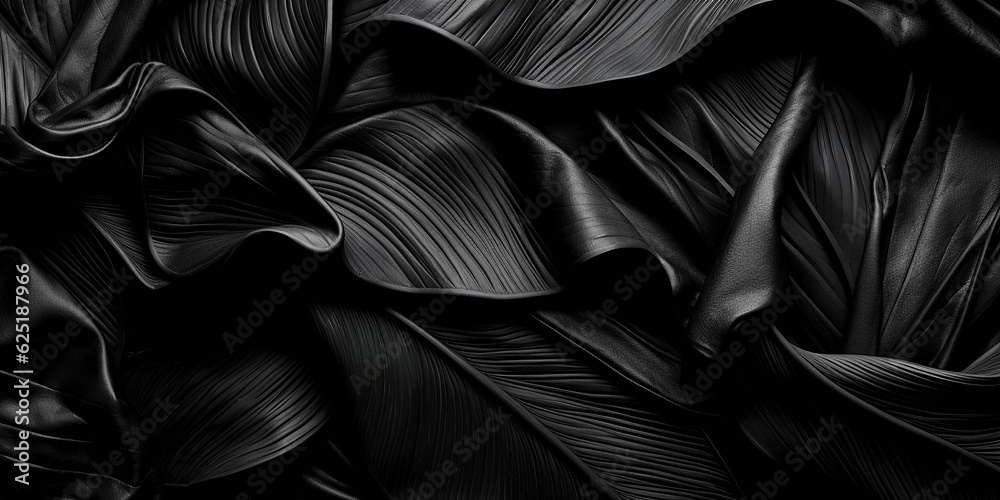 Textures of abstract black leaves for tropical leaf background. Flat ...