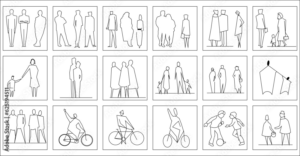 Sketch vector illustration collection of people character designs with ...