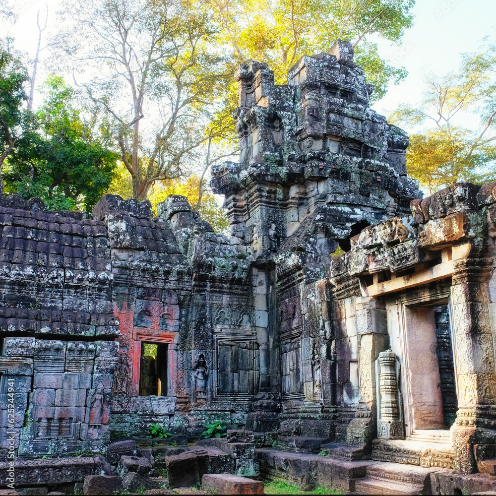 Image showcasing the renowned stone ruins of ancient temples amidst the ...