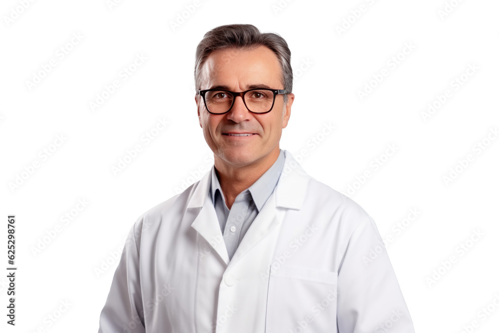 Friendly Adult Doctor Man with Glasses in Doctor Uniform - Medium Shot ...