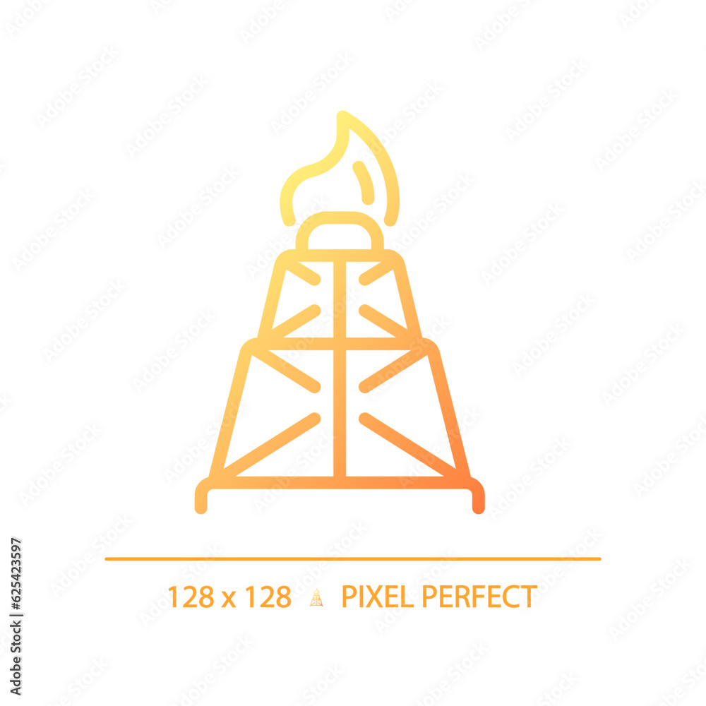 Vetor Drilling rig gradient linear vector icon. Oil well. Offshore platform. Petroleum industry ...