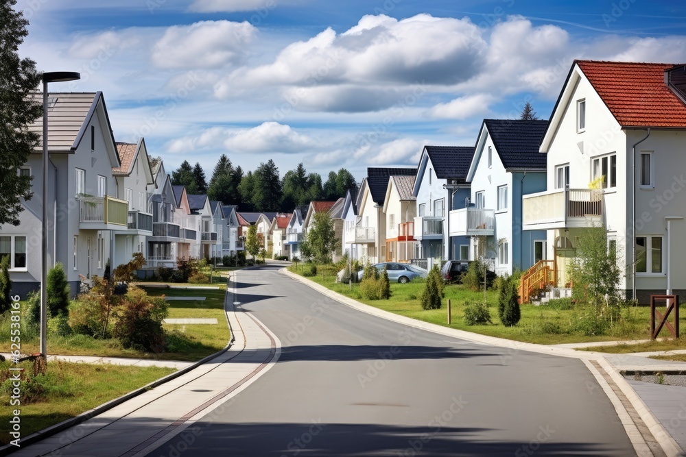 Newly developed area in the suburbs of Neu Ulm, Bavaria, Germany ...