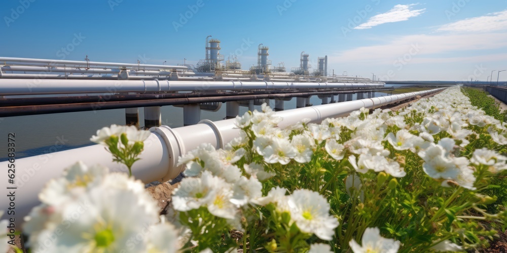 LNG Terminal Pipelines with LNG Ship in Scenic Coastal Surroundings ...