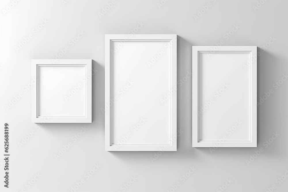 Realistic A3, A4-size wooden blank picture frames that are rectangular ...