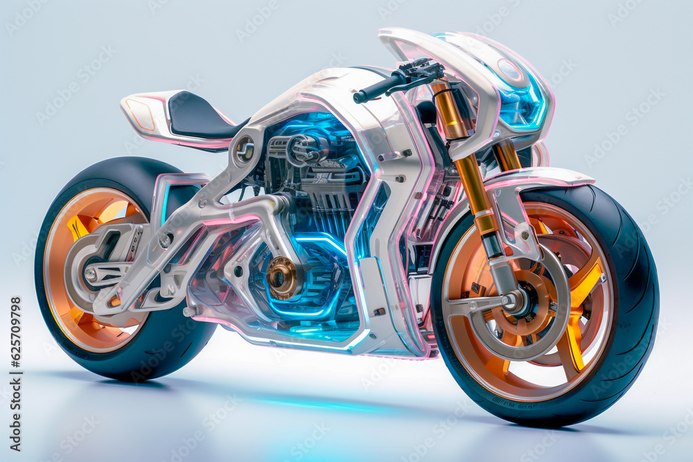 Realistic cyberpunk motorbike in white background. Big vehicle bike ...