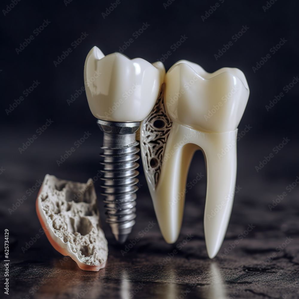 Ilustración de Stock Dental implant model with screw. Tooth implant ...