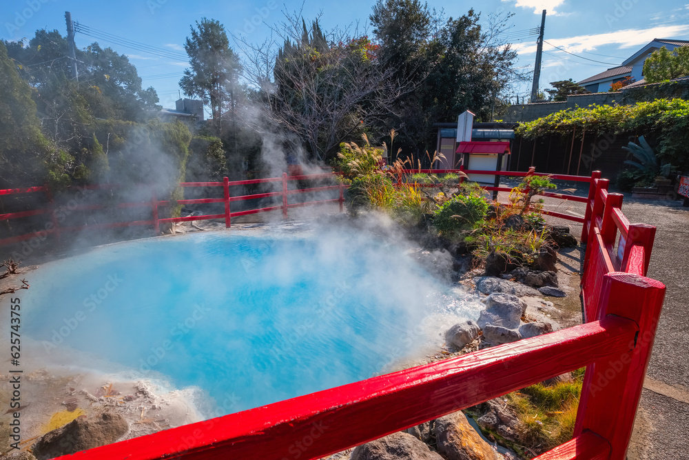 Beppu, Japan - Nov 25 2022: Kamado Jigoku hot spring in Beppu, Oita ...