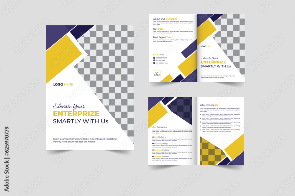Business Bi-fold Brochure Design Template Company bi fold business ...