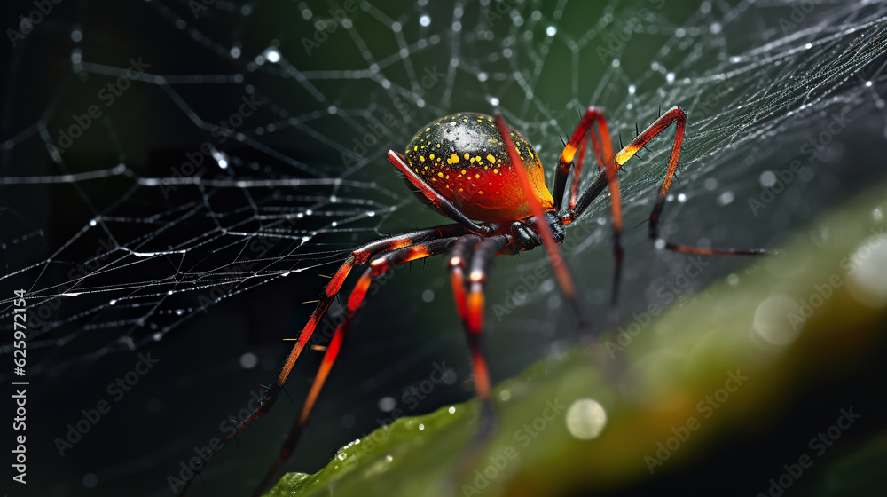 Exotic spider closeup in mesmerizing colors and patterns. Intricate ...