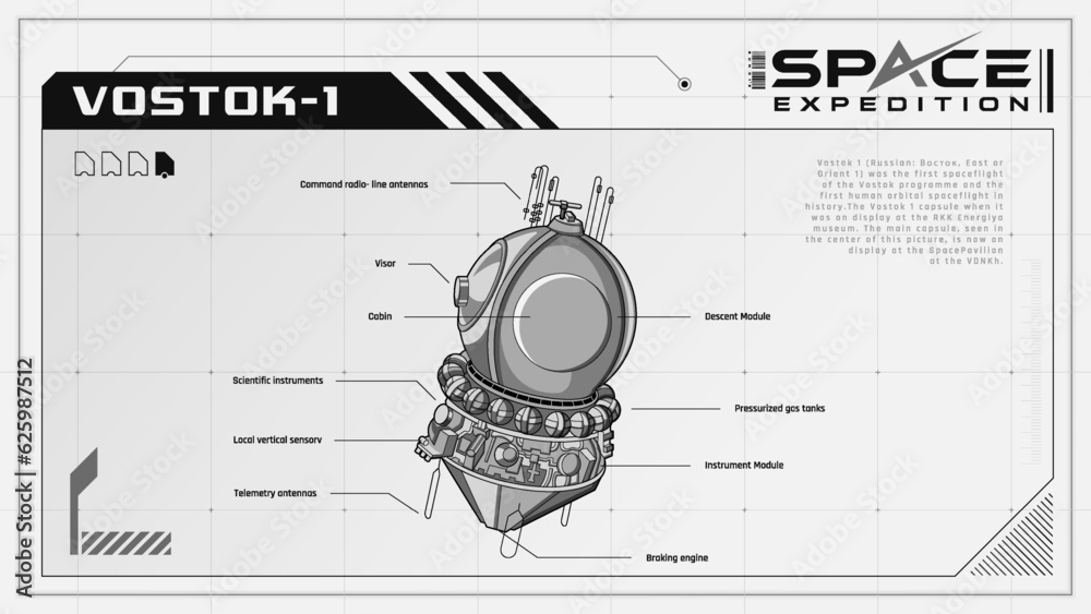 Стоковое векторное изображение «Vostok 1 The Historic Human Orbital ...