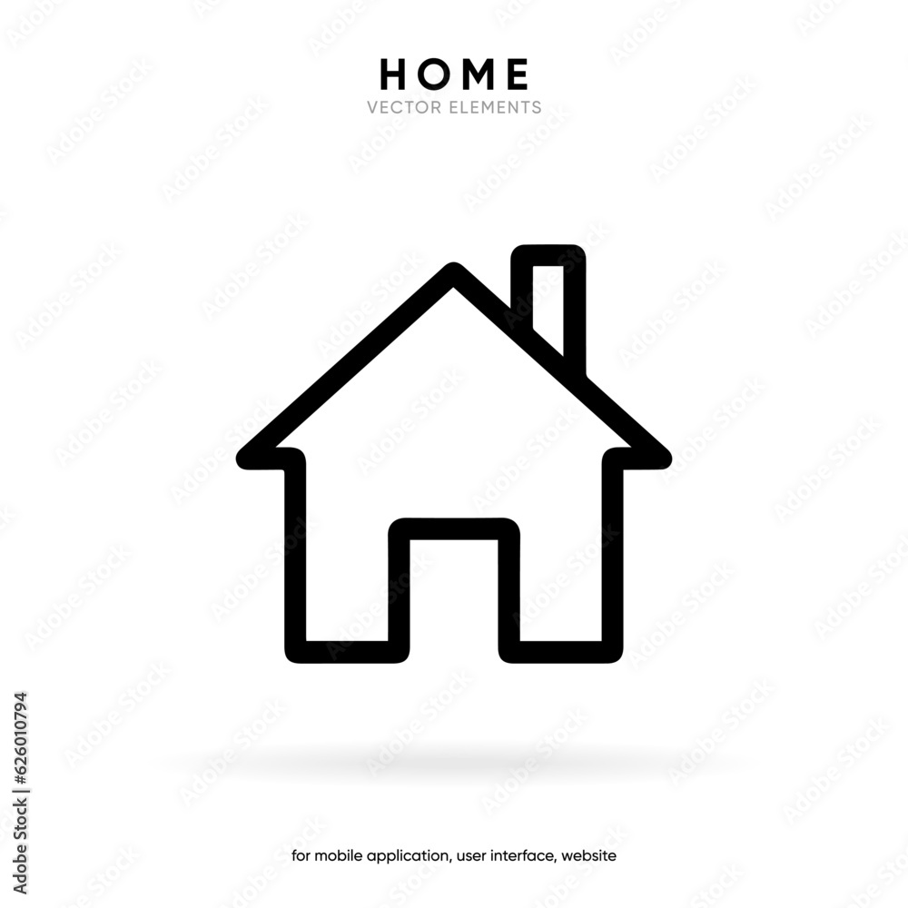 Minimal modern home, homepage, base, main page, house push button icon ...