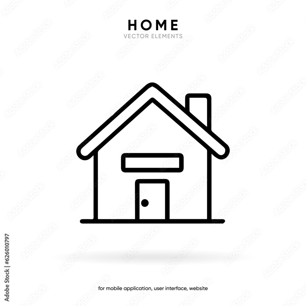 Minimal modern home, homepage, base, main page, house push button icon ...